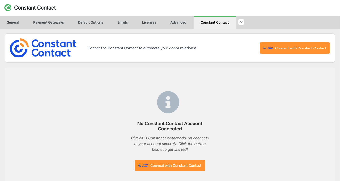 Constant Contact Give Donation Add-on Documentation
